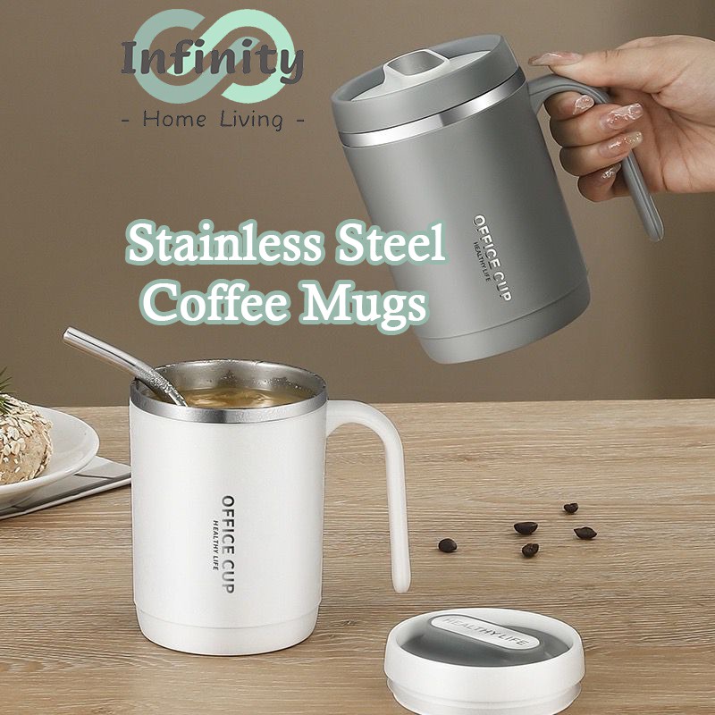 500ml Stainless Steel Office Coffee Mug Nordic Coffee Cup Office Cup ...