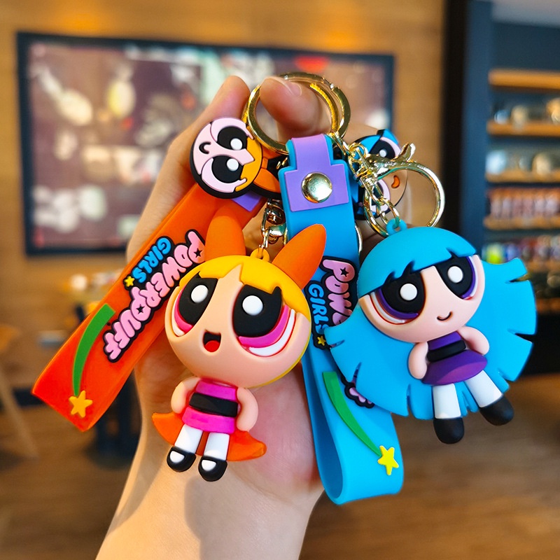 New Cartoon Anime Powerpuff Girls Key Ring Charm Key Chain Car Key ...