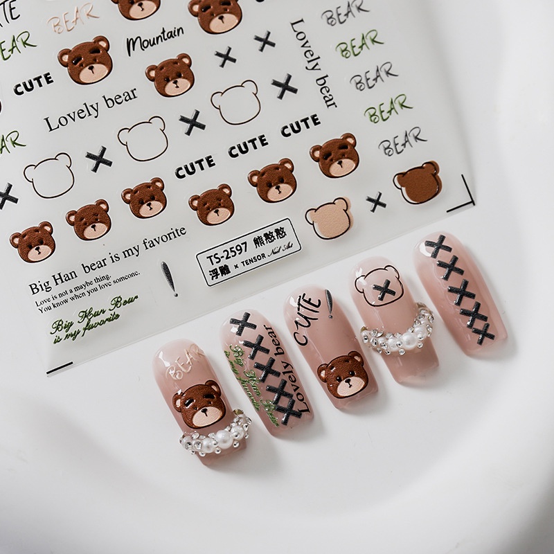 5D Embossed Bear Han Han Little Bear Cute Soft Cute Cartoon Nail ...