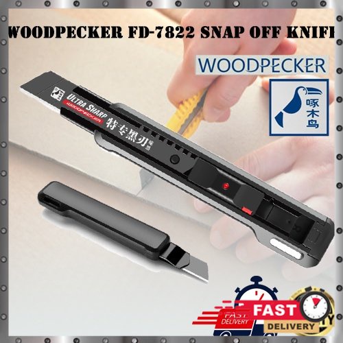 WOODPECKER 18MM FD-7822 BLACK ULTRA SHARP PAPER CUTTER UTILITY KNIFE ...
