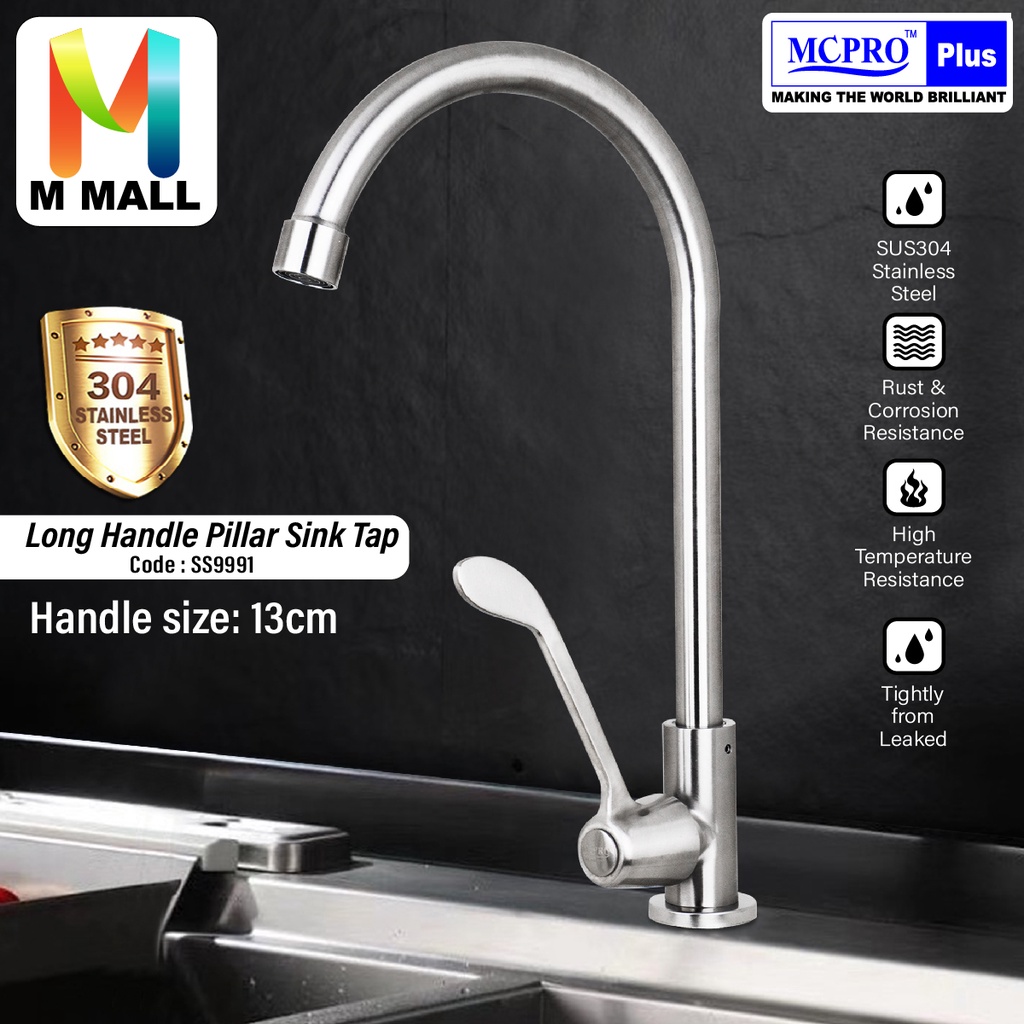 MCPRO SUS304 Stainless Steel Medical Faucet LONG HANDLE Water Tap ...