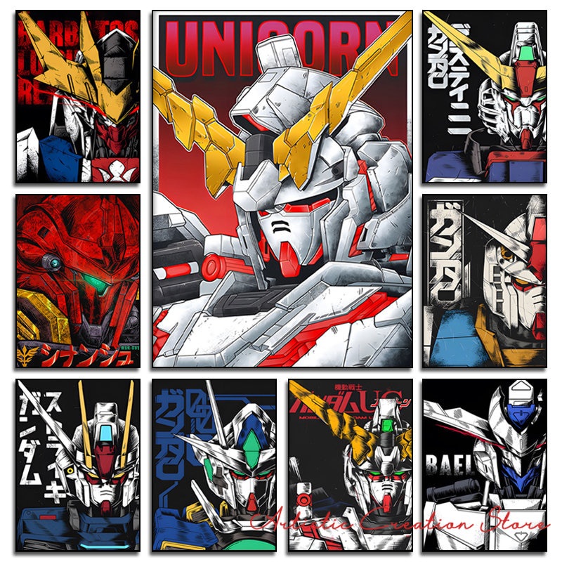 JAPAN MECH WARRIOR GUNDAM POSTERS WALL ART CANVAS PAINTING PRINTS WALL ...