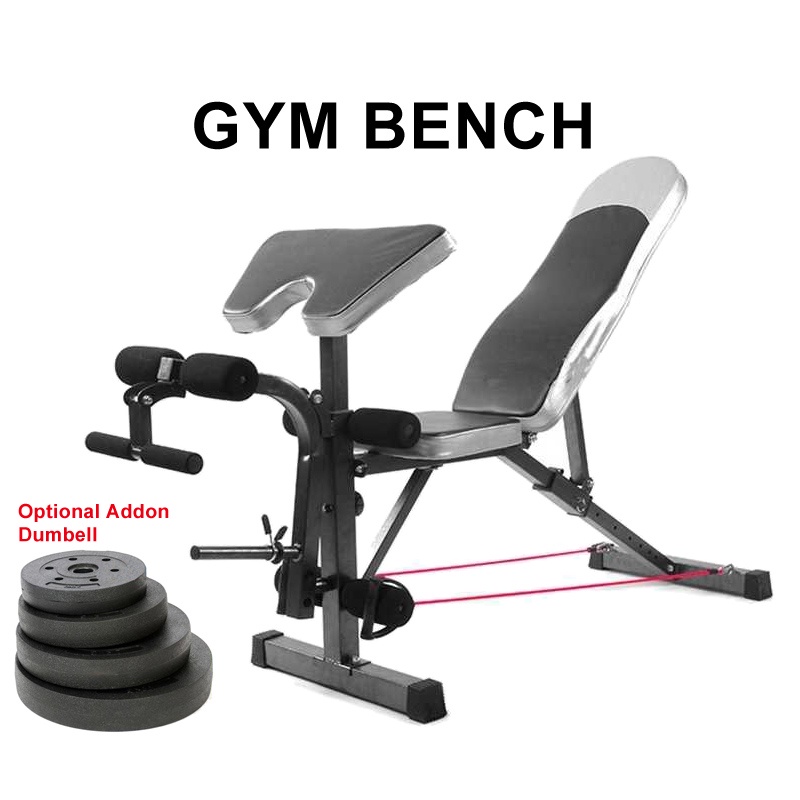 Gym Fitness Sit Up Dumbbell Bicep Leg Curl + Table Chair (Bench Only ...
