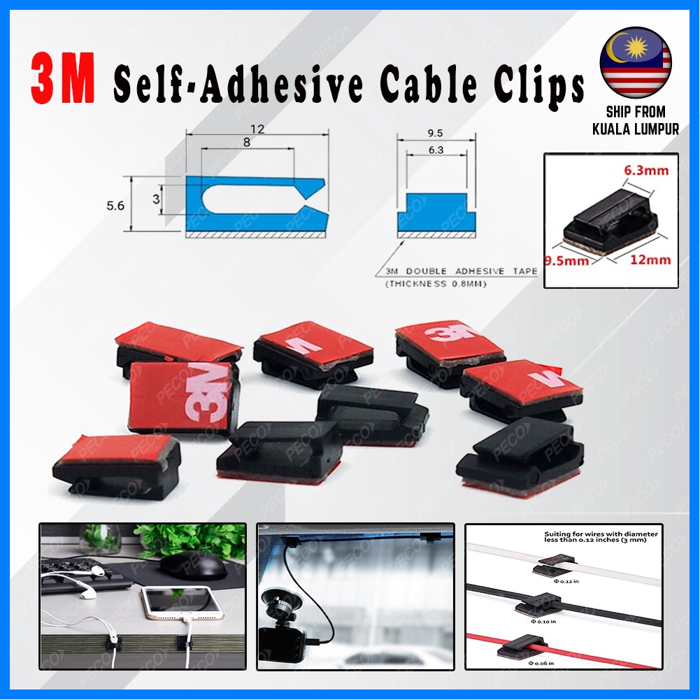 3M Self-Adhesive Wire Cable Clips Wire Organizer for Cable Management ...