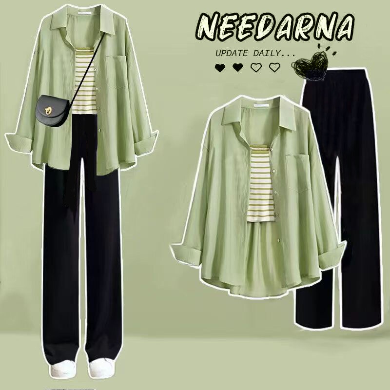 3PCS / Single Set Wear Korean Style Outfits for Women Plain Lapel ...