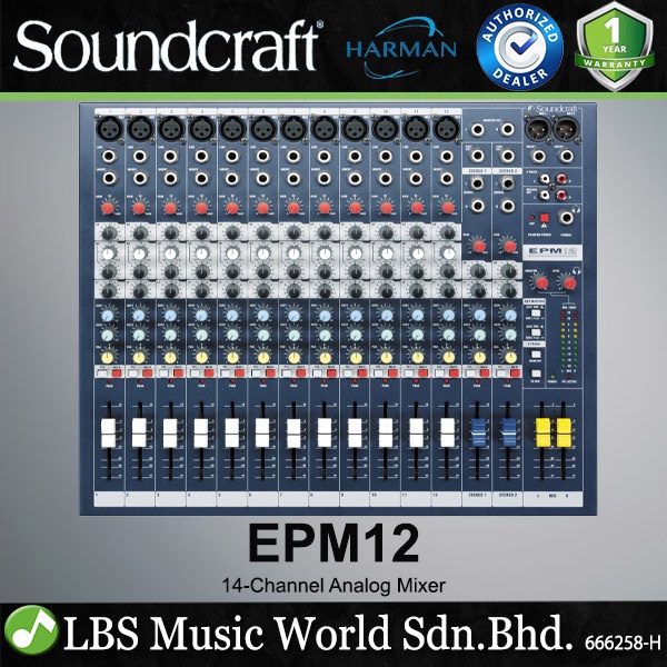 Soundcraft EPM12 14 Channel Analog Mixer with 12 Mono Inputs (EPM 12 ...