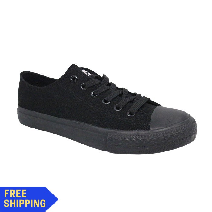 Lotto Black Canvas Shoe Black School Shoe Unisex TACO | Shopee Malaysia