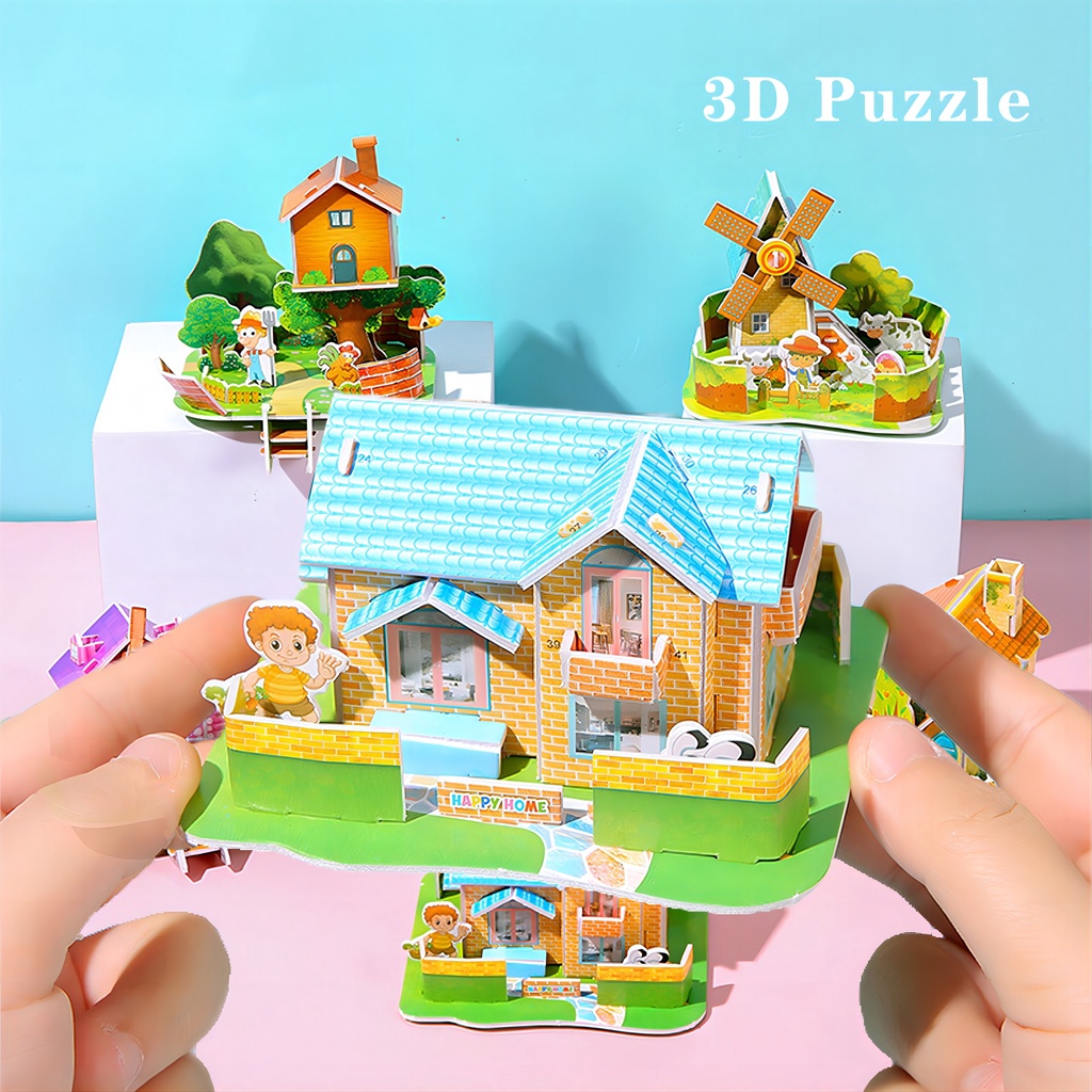 3d Three-Dimensional Paper Puzzle Children DIY Handmade Building Model ...