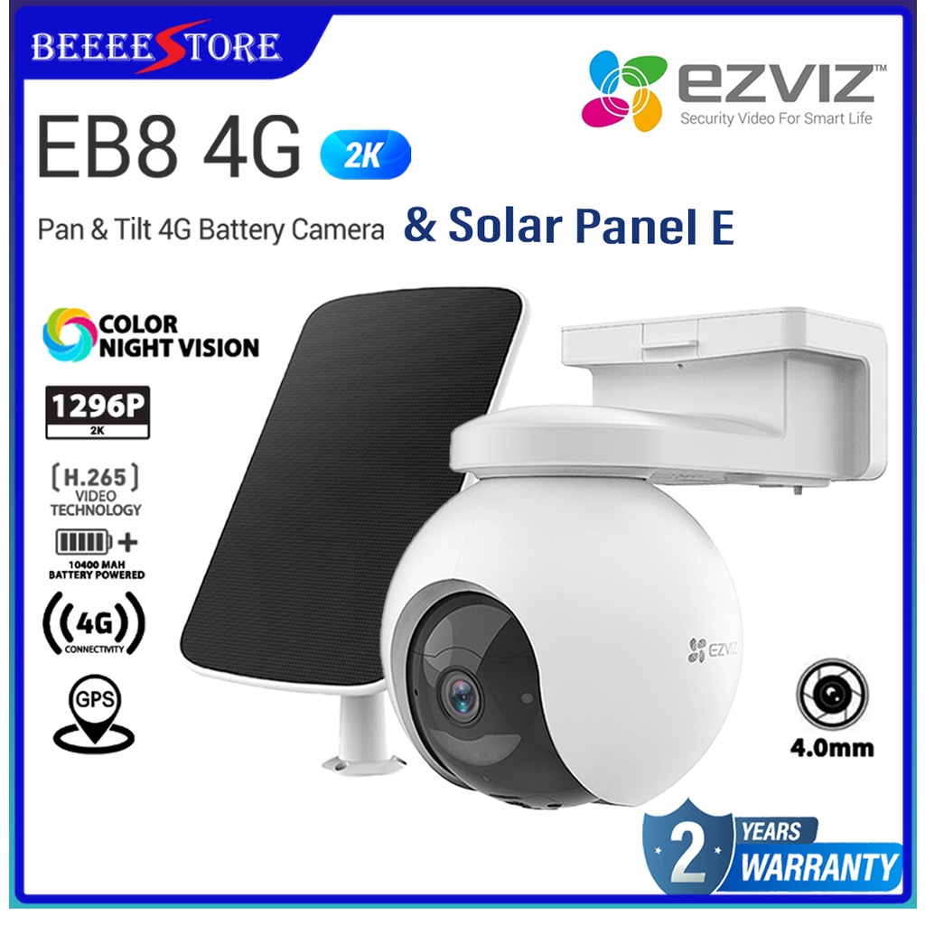 Ezviz EB8 4G 3MP 2K Pan & Tilt GPS Battery Powered Two Way Talk Color Night Vision Outdoor ...