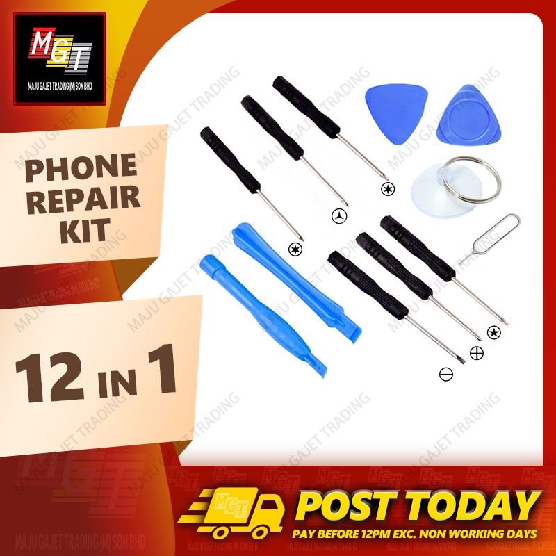 Phone Repair Tool Set 12 in 1 Repairing Kit Screwdriver Scrapper ...
