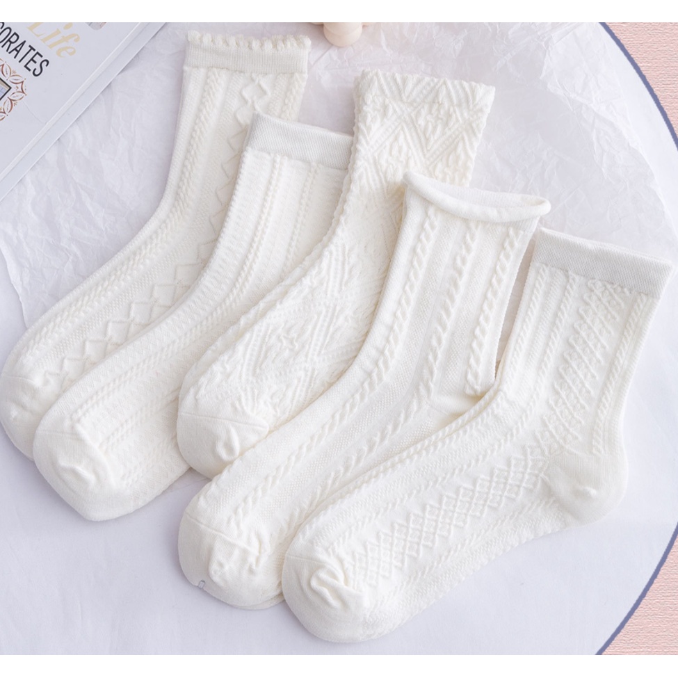 MALAYSIA READY STOCK!1 Pair of Pure White Socks Japanese Style Bubble ...