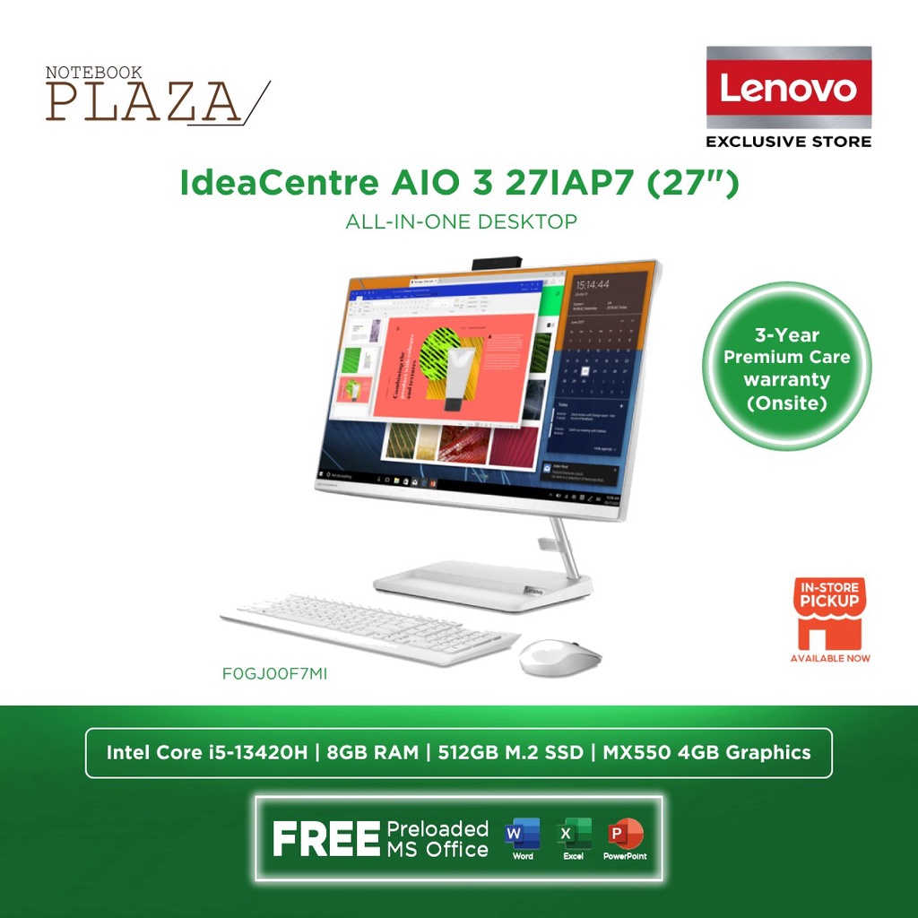 Lenovo IdeaCentre AIO 3 27IAP7 F0GJ00F7MI 27'' FHD All-In-One Desktop PC (I5-13420H, 8GB, 512GB ...