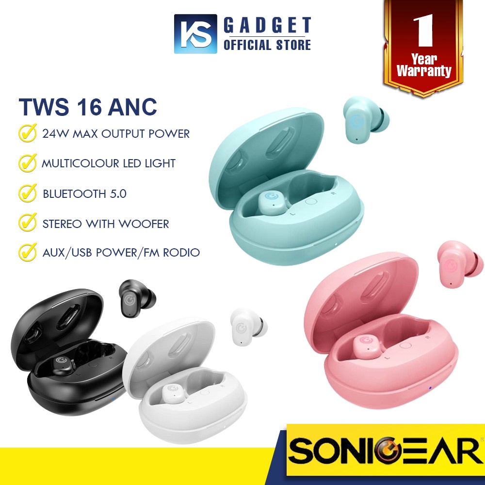 SonicGear TWS 16 ENC Bluetooth IPX 4 Wireless Stereo Earbuds | Shopee Malaysia
