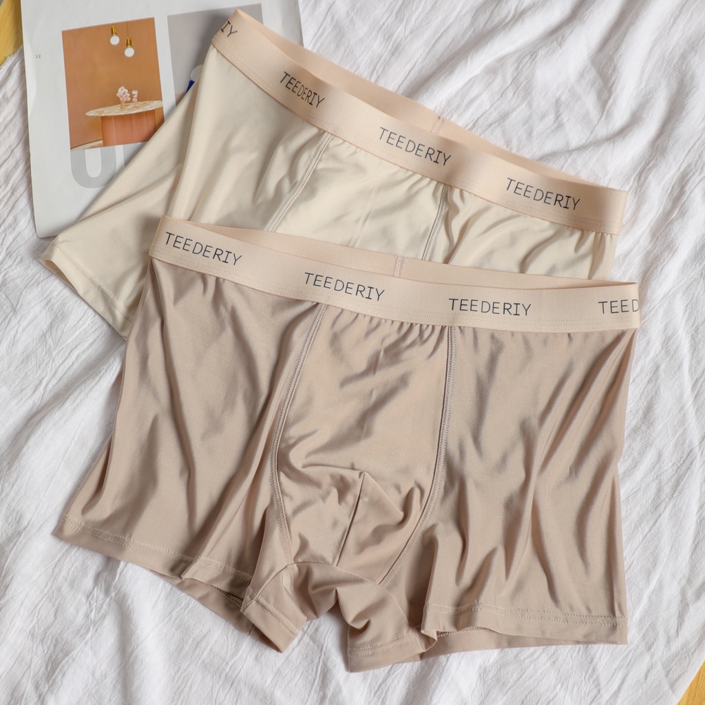 Pure Color Briefs Ice Silk Men's Underwear Mid-Waist Skin-Friendly ...
