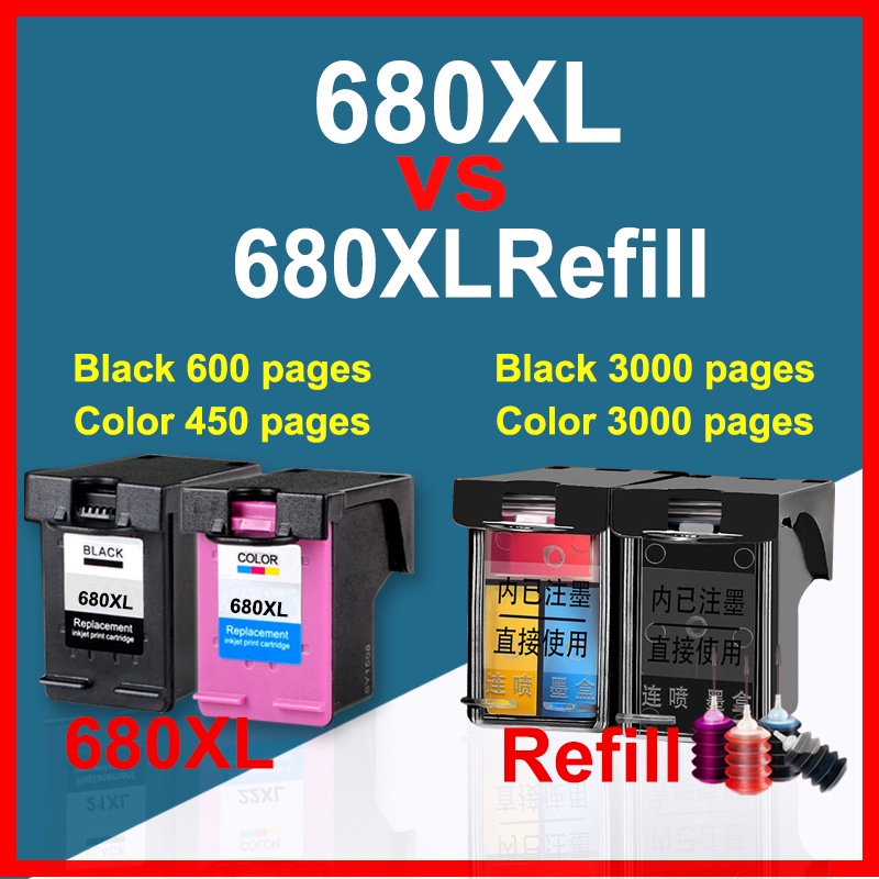 HP 680 ink HP680XL ink Cartridge refillable Compatible for HP 3635 3636 ...