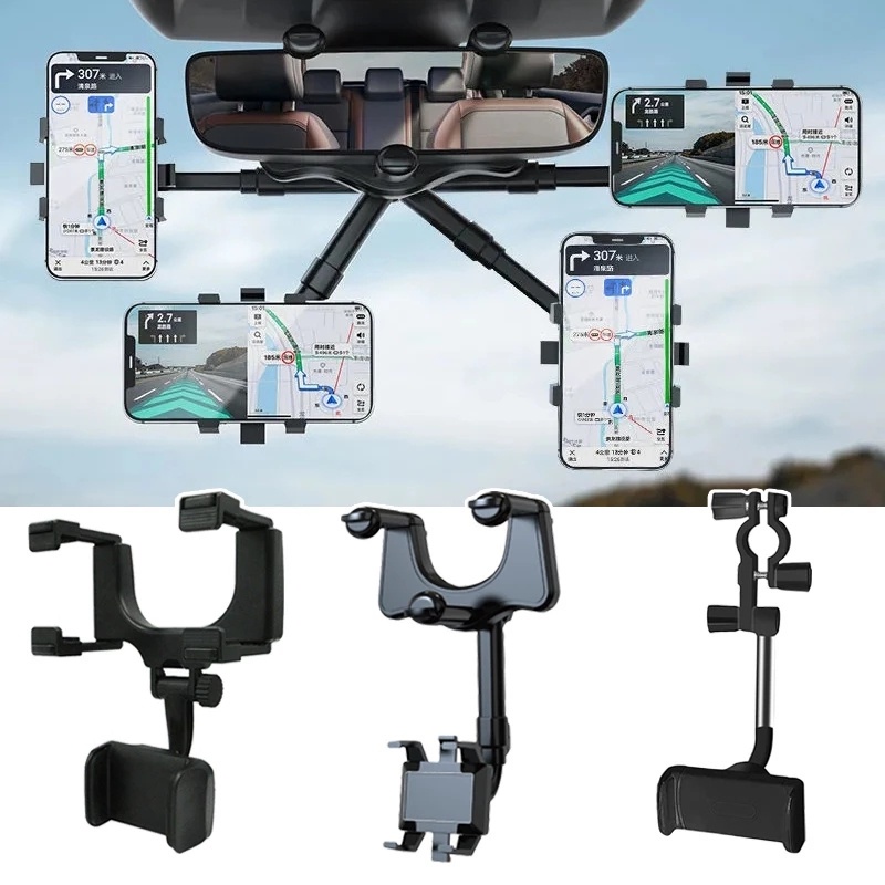 Car Rear View Mirror Mount GPS Phone Holder | 360 Degree Rotated ...
