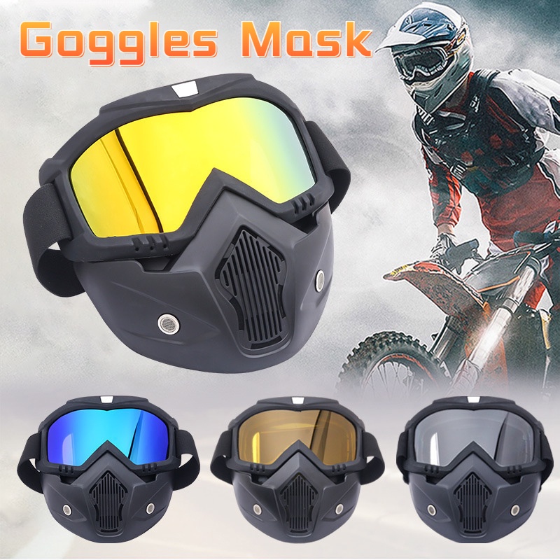 Motorcycle Goggles Removable Mask Motor Bike Helmet Open Face Half Face ...