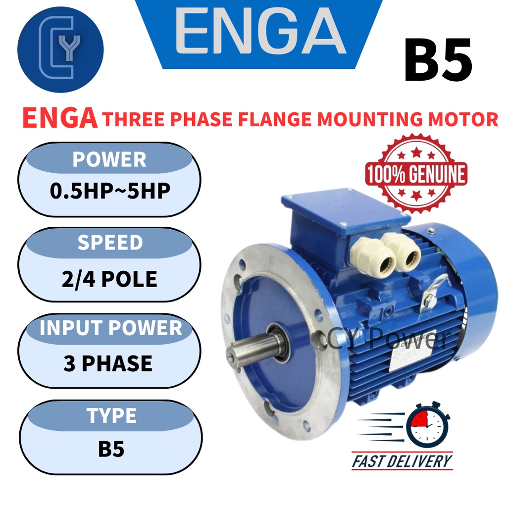ENGA Motor B5 0.5HP~5.5HP(0.37KW~4KW) Three Phase Motor B5 Flange Mounting Motor Electric Motor ...
