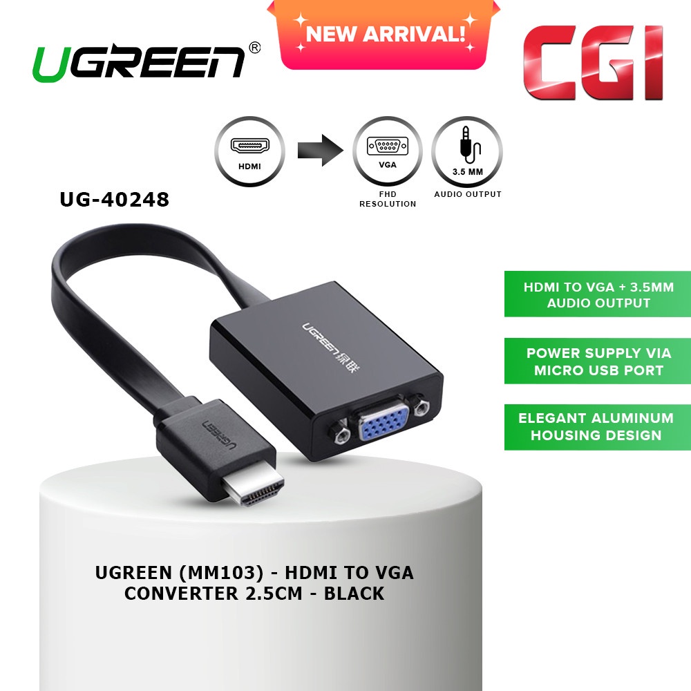 Ugreen (MM103) 40248 HDMI To VGA Converter (2M) - Black | Shopee Malaysia