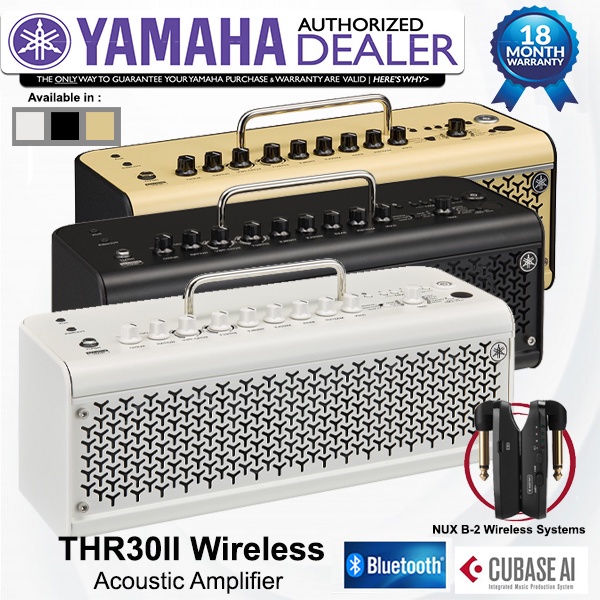 Yamaha THR30II Wireless 30 Watt Modeling Combo Speaker Amplifier with Nux B-2 Wireless Guitar ...