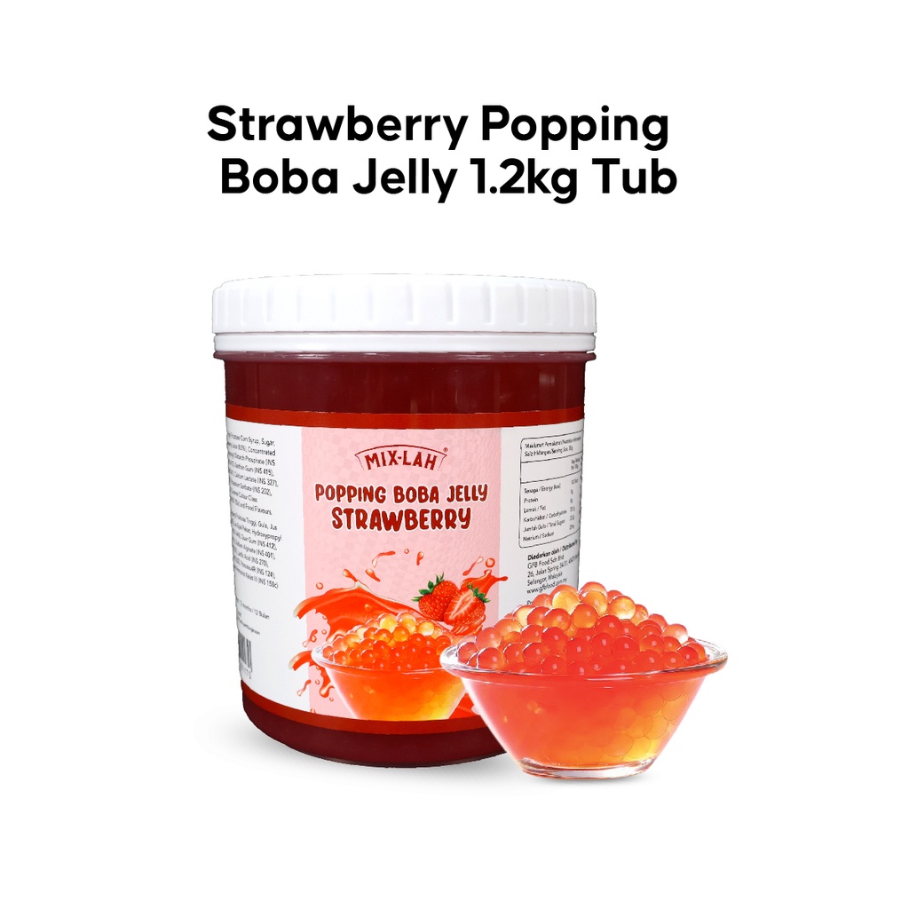 MIX-LAH Strawberry Popping Boba /Halal Boba Jelly /Bursting Popping ...