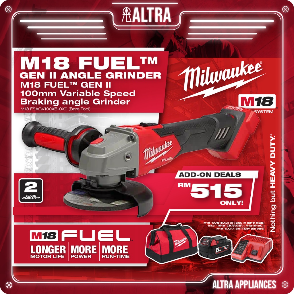 M18 FUEL™ GEN II 100mm VARIABLE SPEED BRAKING ANGLE GRINDER M18 ...