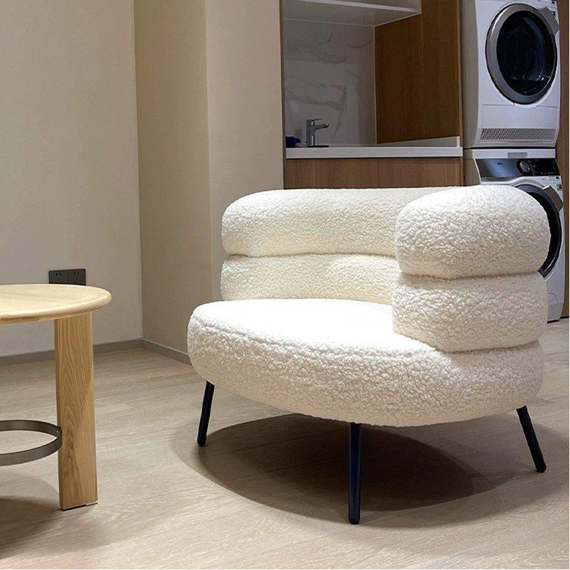 Lazy Sofa Chair Single Sofa Makeup Influencer Lamb Fleece Living Room ...