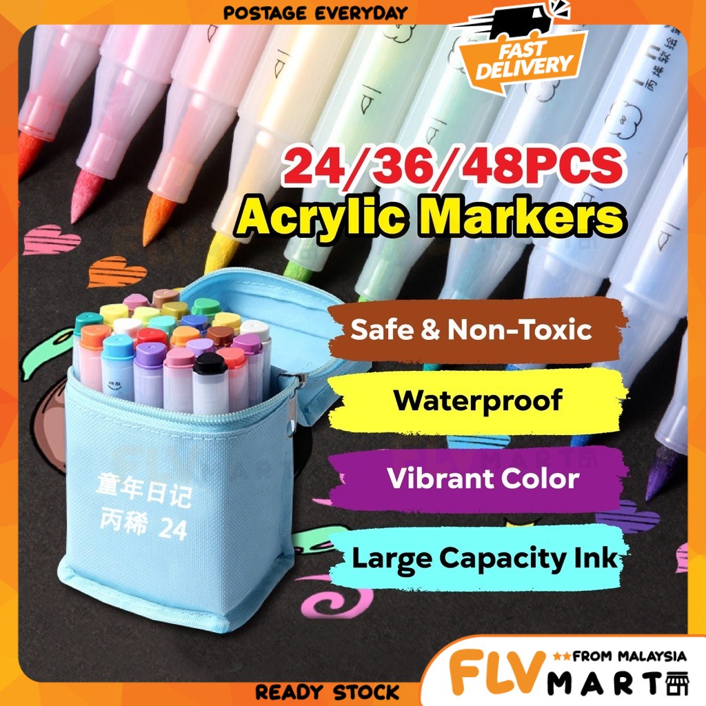 Waterproof Acrylic Marker Pen Acrylic Painter Mark Pen Soft Head Large ...