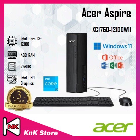 ACER ASPIRE XC1760-12100W11 Desktop PC ( Intel i3 12100,4GB,256GB SSD ...