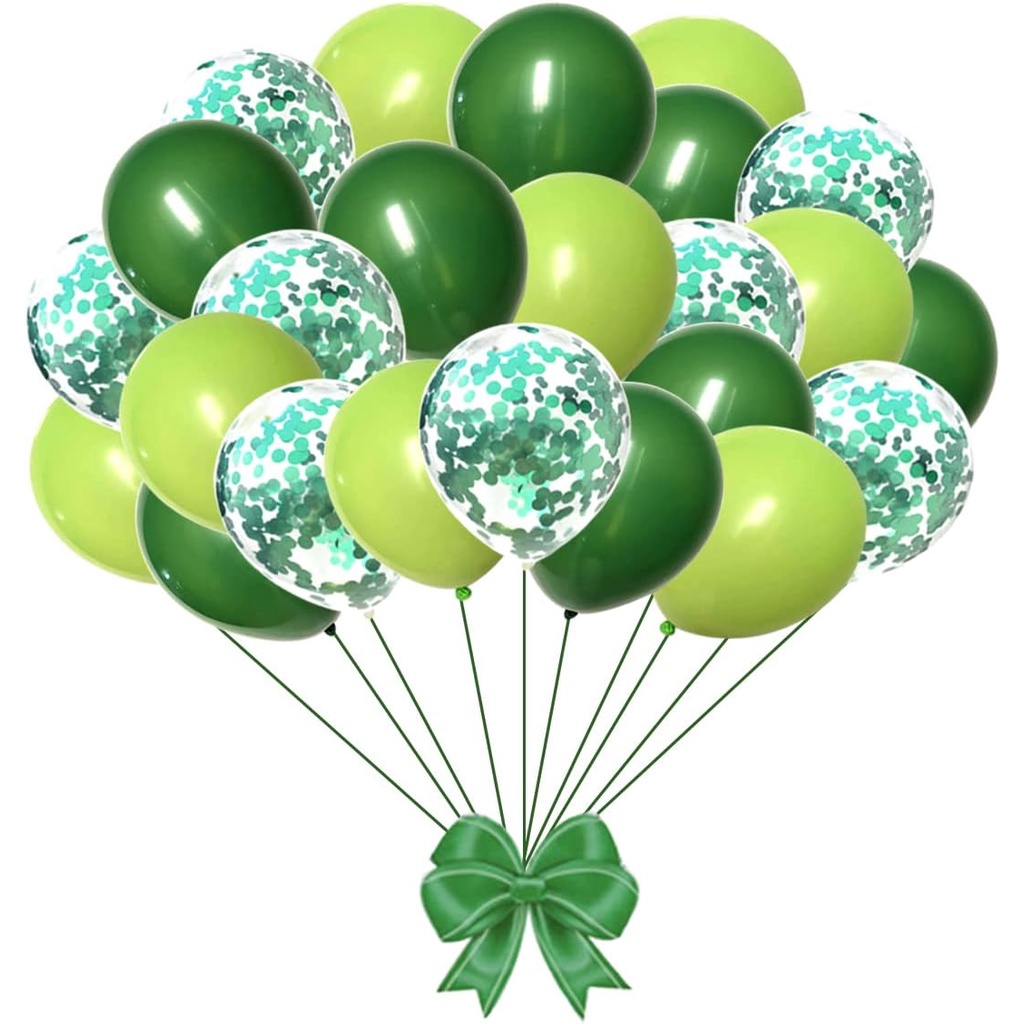 60 Pack 12 inches Dark Green Light Green Balloons and Confetti Balloons ...