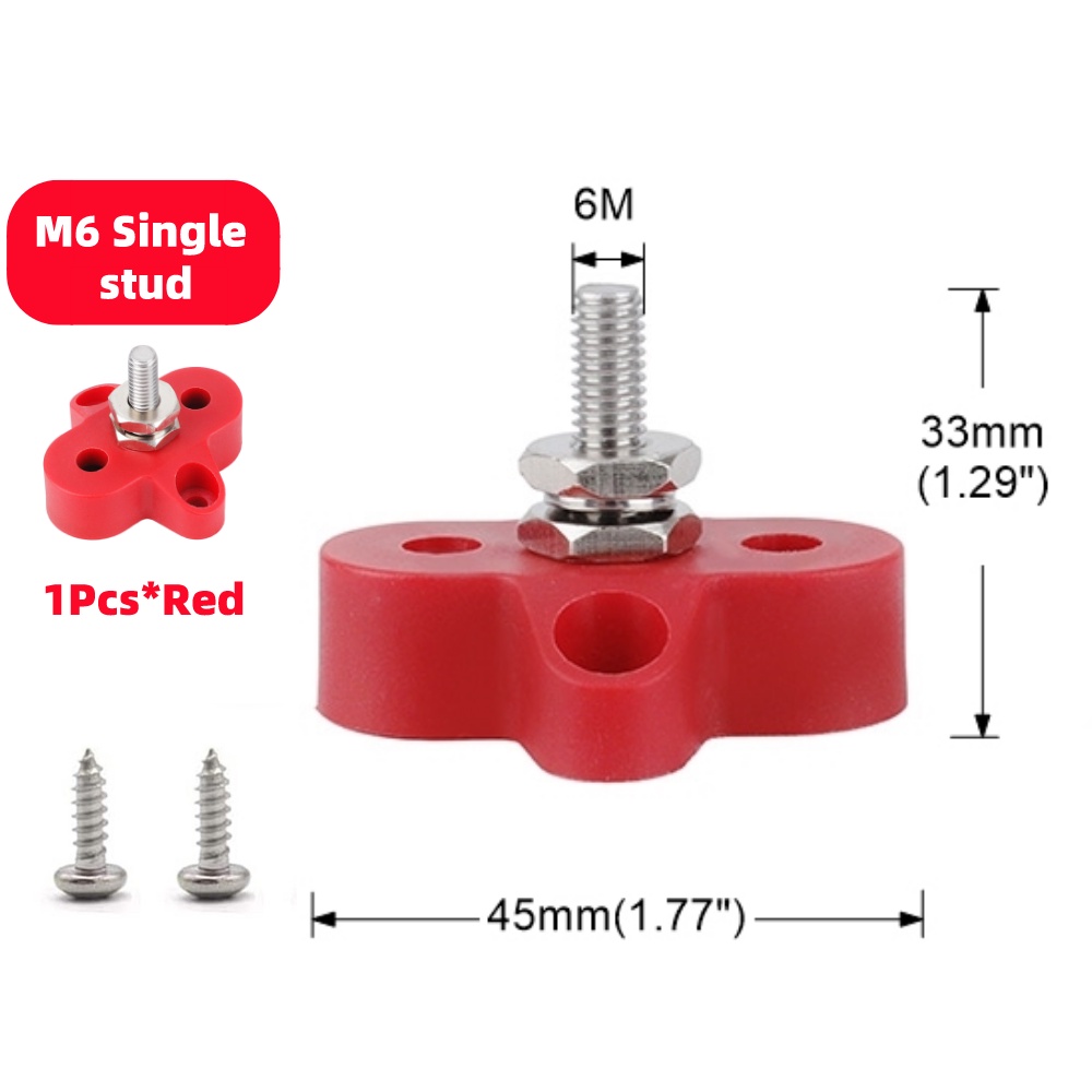 M6 M8 M10 Terminal Block Studs Bus Bar 5/16" 1/4" BusBar Positive Negative Heavy Duty Power ...