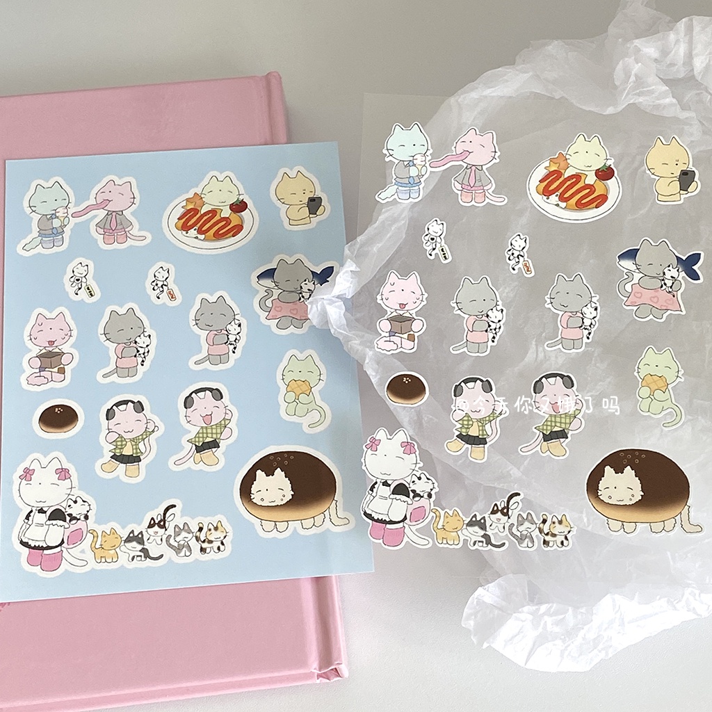Food Meow Stickers Healing Cute Lines Photo Cards Star Chasing Goo ...