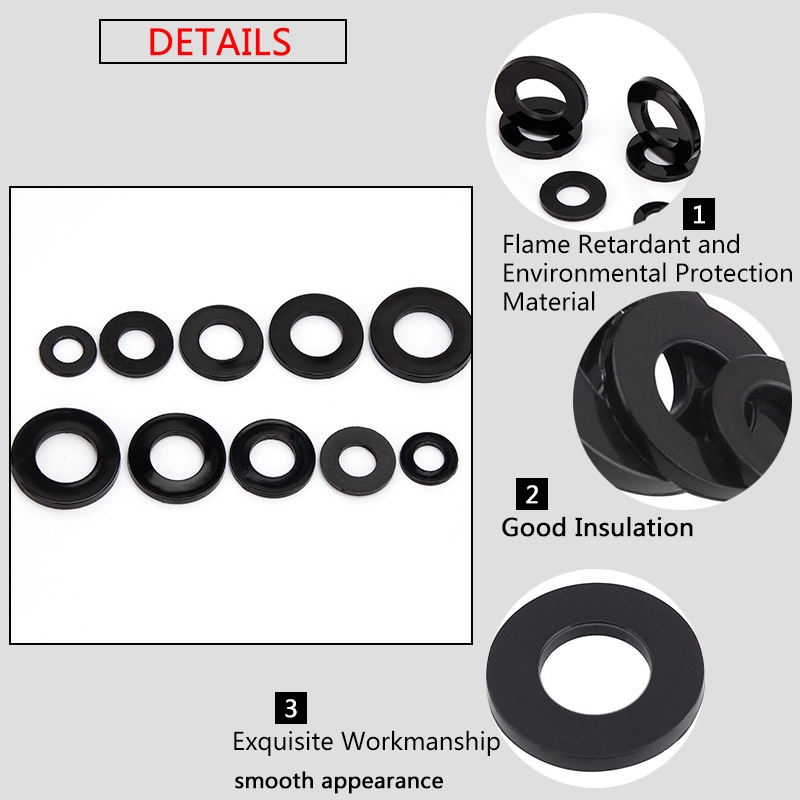 Hard Black Nylon Washer Flat Gasket M8 M10 M12 M14 M16 M18 M20 M22 M24 ...