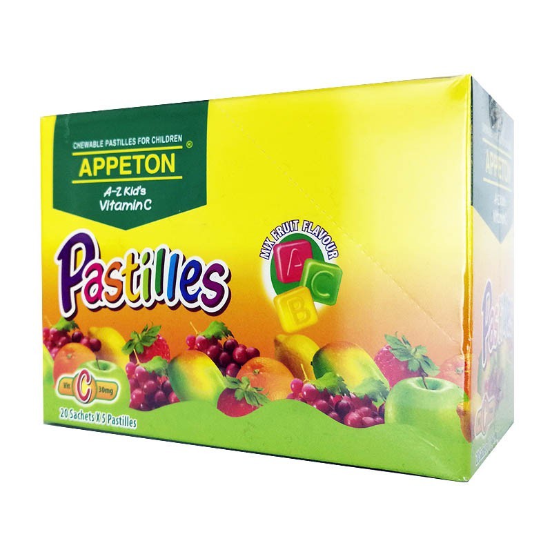 APPETON A-Z KID'S VITAMIN C PASTILLES 30MG [ 20 SACHETS X 5 PASTILLES ...