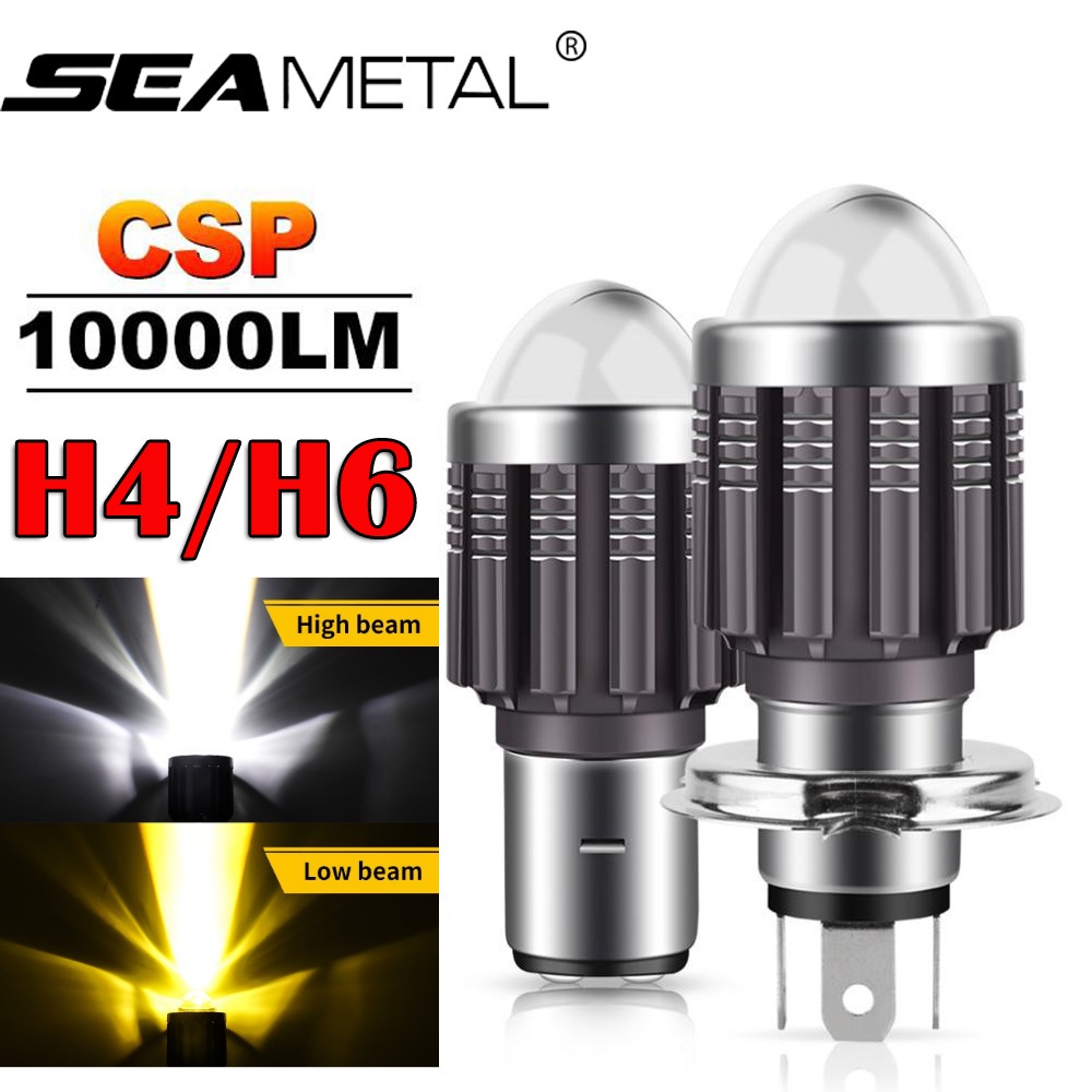 SEAMETAL H4 H6 Motorcycle Headlight LED Bulb 10000LM HS1 BA20D CSP Lens ...
