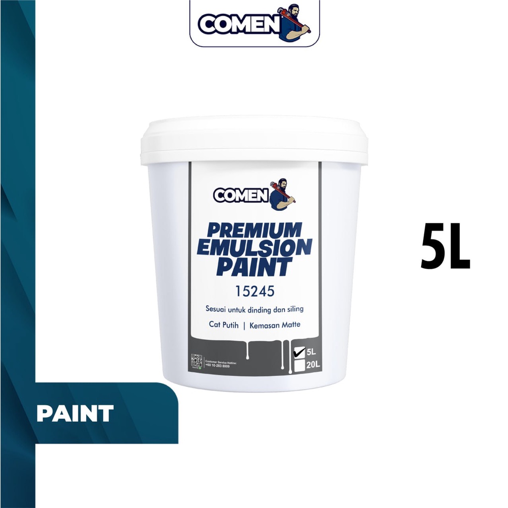 COMEN Premium Emulsion Paint 15245 (White) 5 Liter Wall Ceiling Matt ...