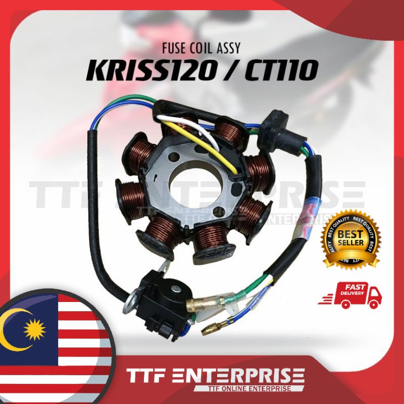 MODENAS KRISS120 / CT110 FUSE COIL ASSY MAGNET COIL FIELD COIL ASSY ...