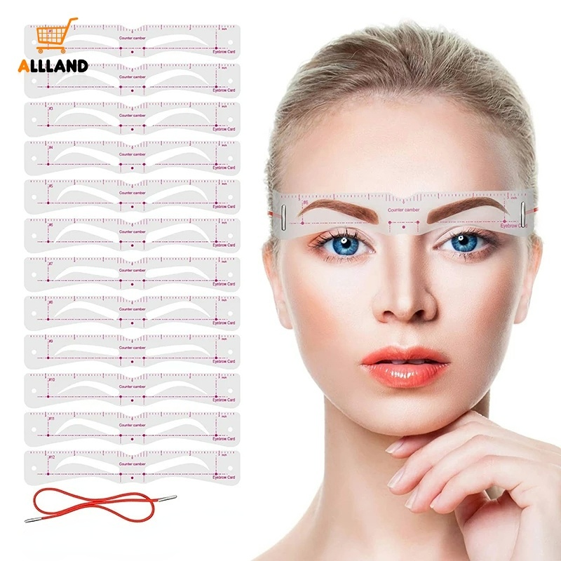 12 Styles/ Set Eyebrow Stencil/ Reusable DIY Eye Brow Drawing Guide ...