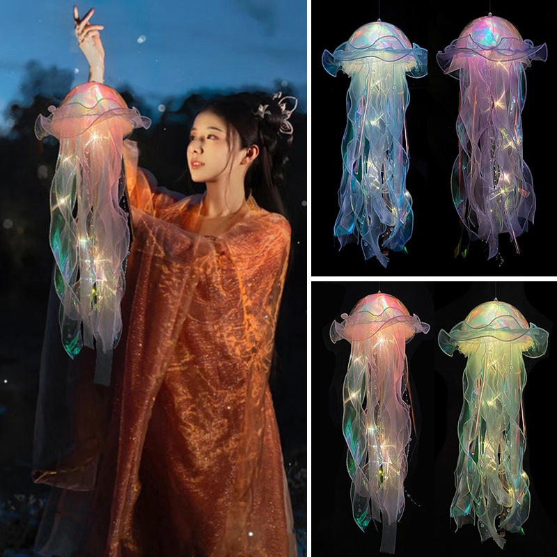 Creative Jellyfish Shaped Night Light Cute Decorative Lamp Photo Props ...