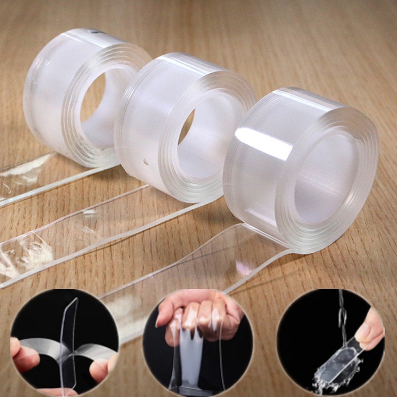 1 Roll Width Single Sided Tape Transparent Waterproof Reusable Nano ...