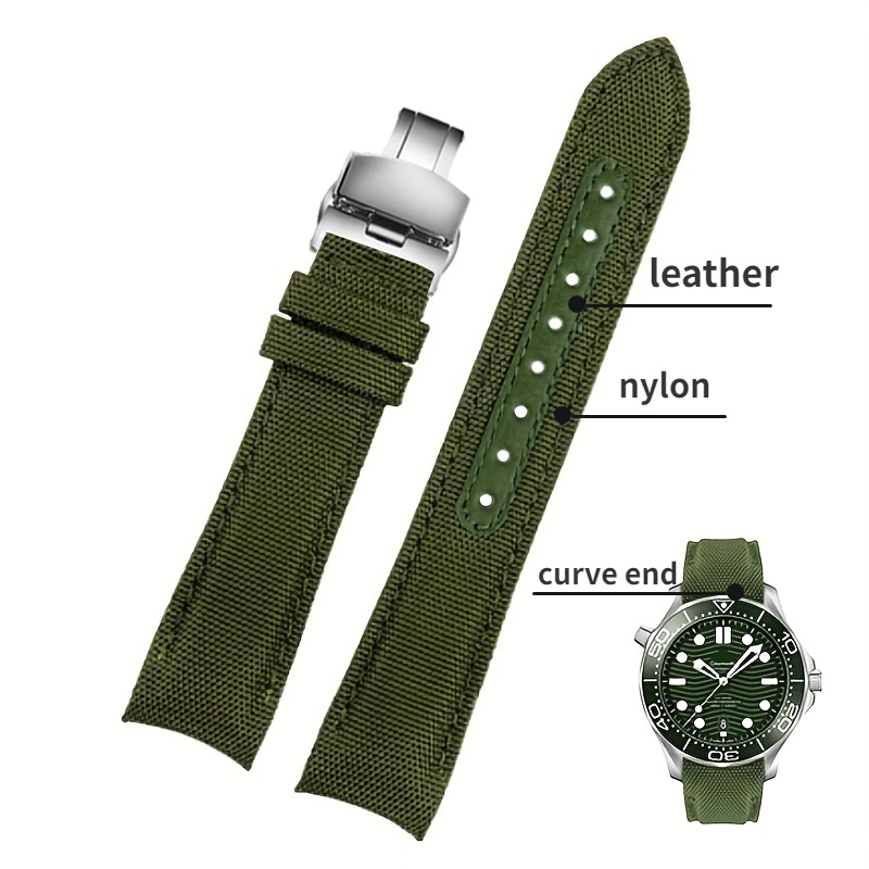 Curve End Nylon Watch Strap 20mm 22mm Band for Omega Planet Ocean ...