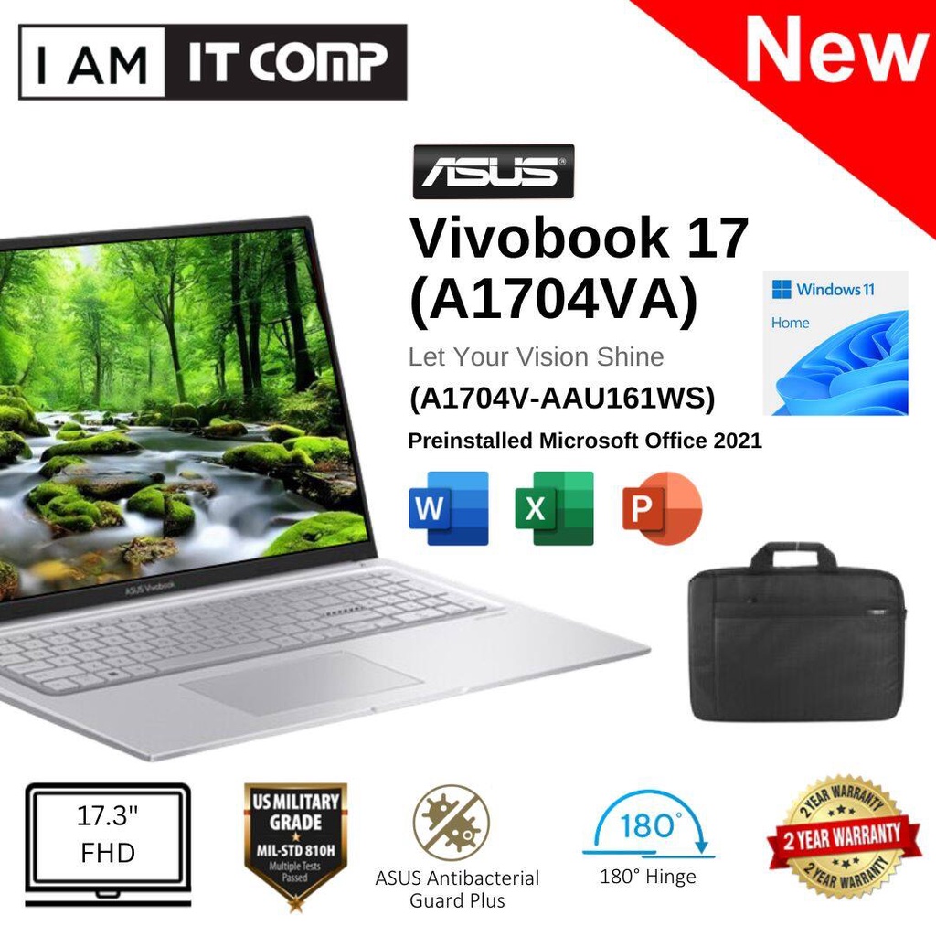 ASUS VIVOBOOK 17 (A1704VA) i7-1355U/8GB/512GB SSD/17.3" FHD, 60Hz/UHD ...