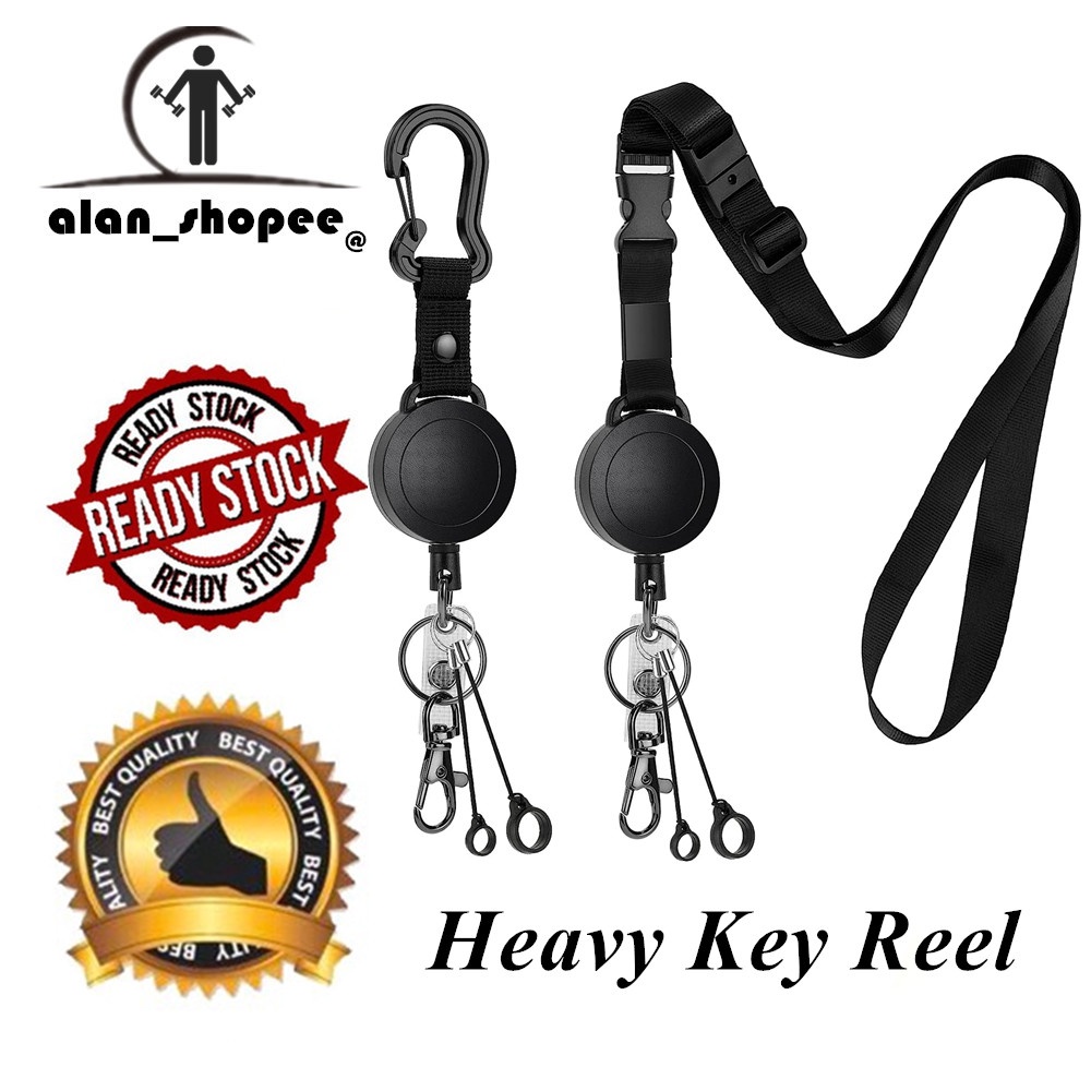 2 Pack Heavy Duty Retractable ID Badge Holder Key Reel with Adjustable ...