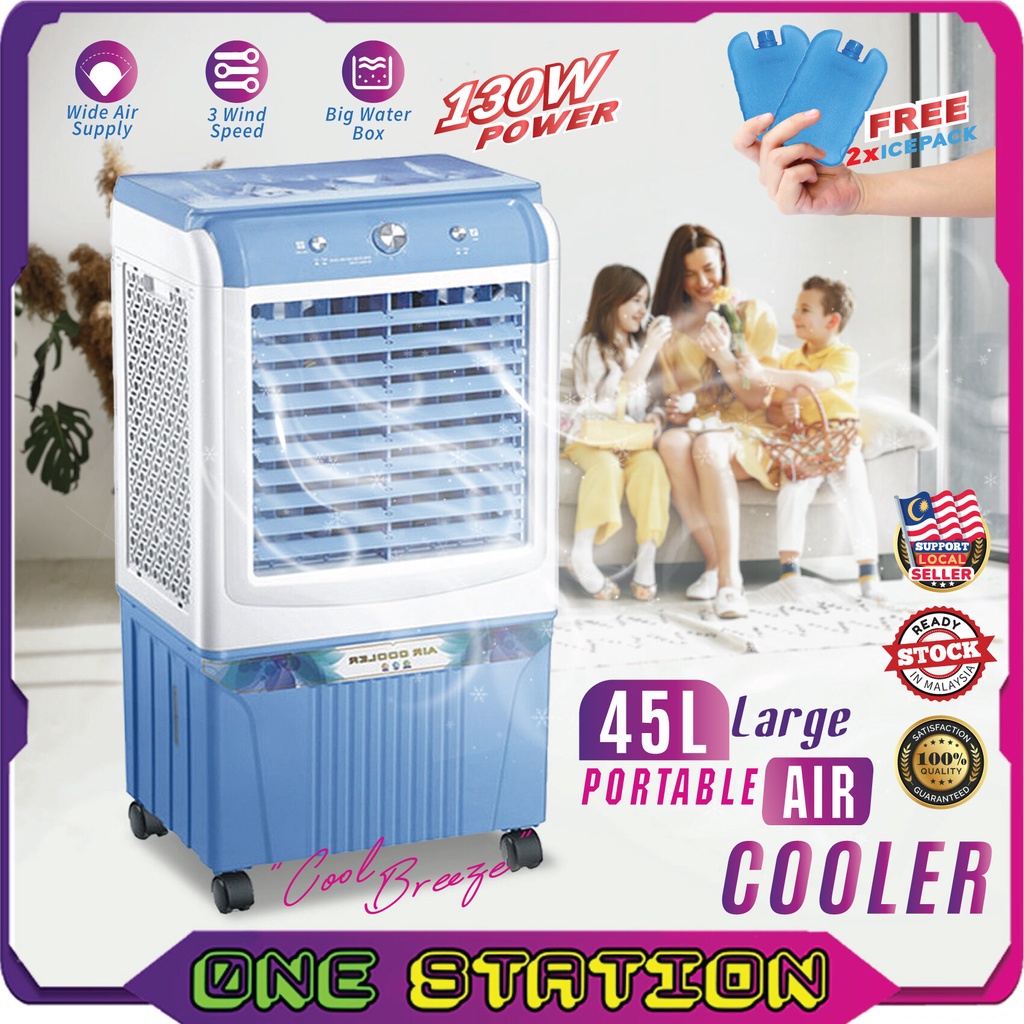 45L Large Portable Air Cooler Fan Tower Evaporative Strong Wind ...
