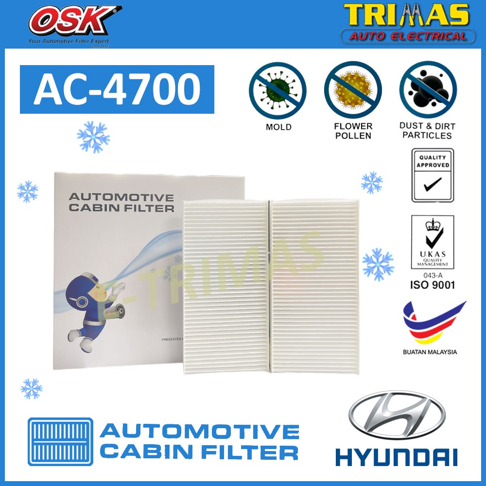 OSK Cabin Filter Hyundai Tucson JM PA 2004-2010 Penapis Air Cond Kereta ...