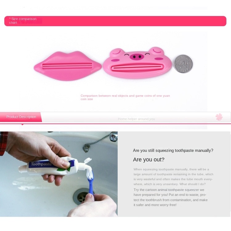 Cartoon Easy Squeeze Toothpaste Dispenser Tube Extrude Multifunction ...