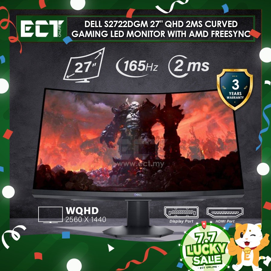 Dell S2722DGM/S3222DGM 27"/32" QHD (2560 x 1440) 2MS Curved Gaming LED ...