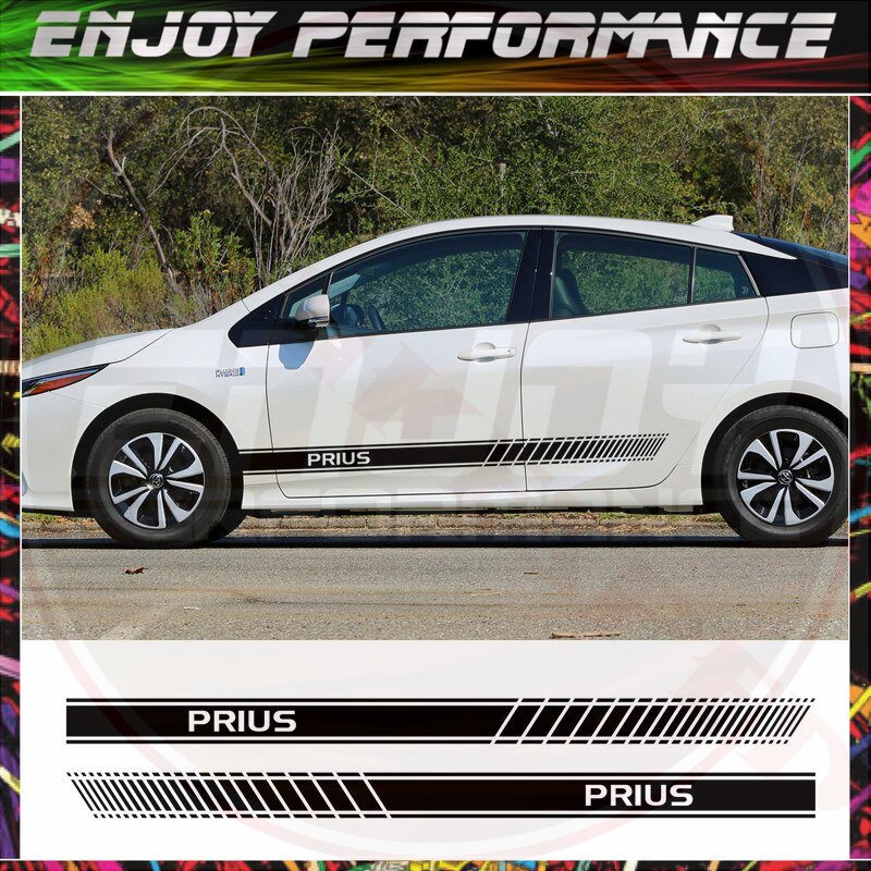 Racing Stripes Car Door Side Skirt Sticker For-Toyota Prius C TRD JDM ...
