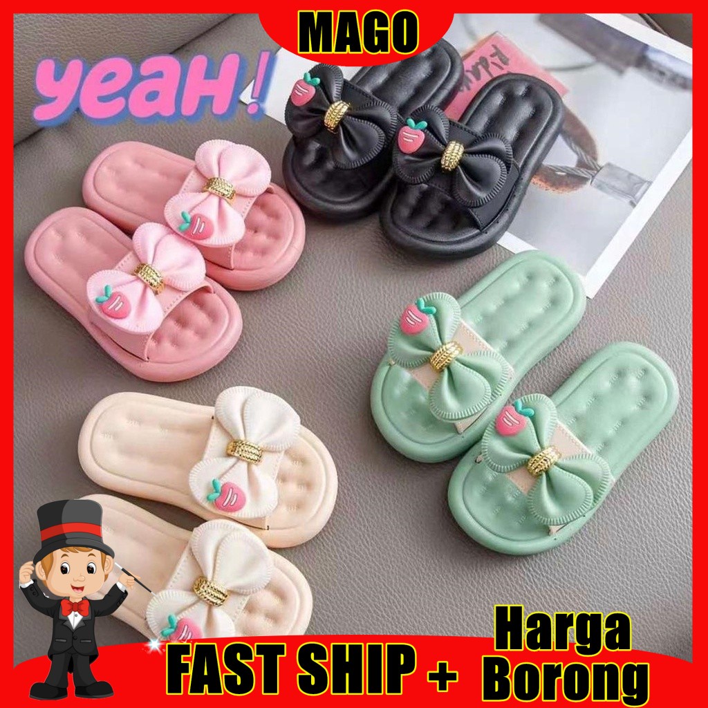 Mago Kid's Girls Colourful Cute Ribbon Fashion Sandal Slipper Girls ...