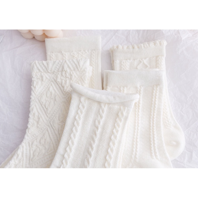 MALAYSIA READY STOCK!1 Pair of Pure White Socks Japanese Style Bubble ...